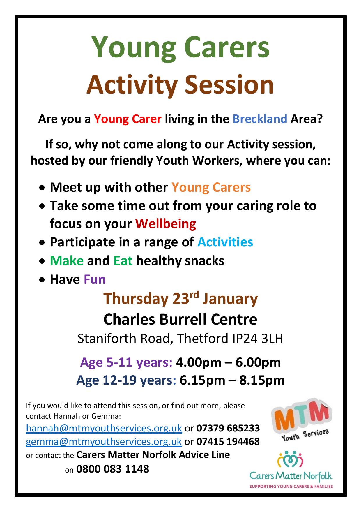 Young Carers Activity Session - Breckland - Carers Matter