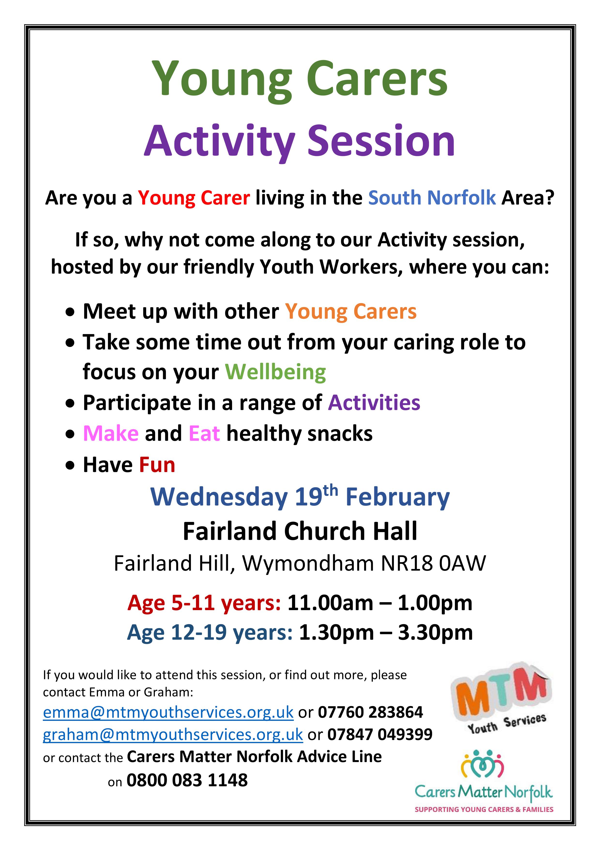 Young Carers Activity Session - South Norfolk - Carers Matter